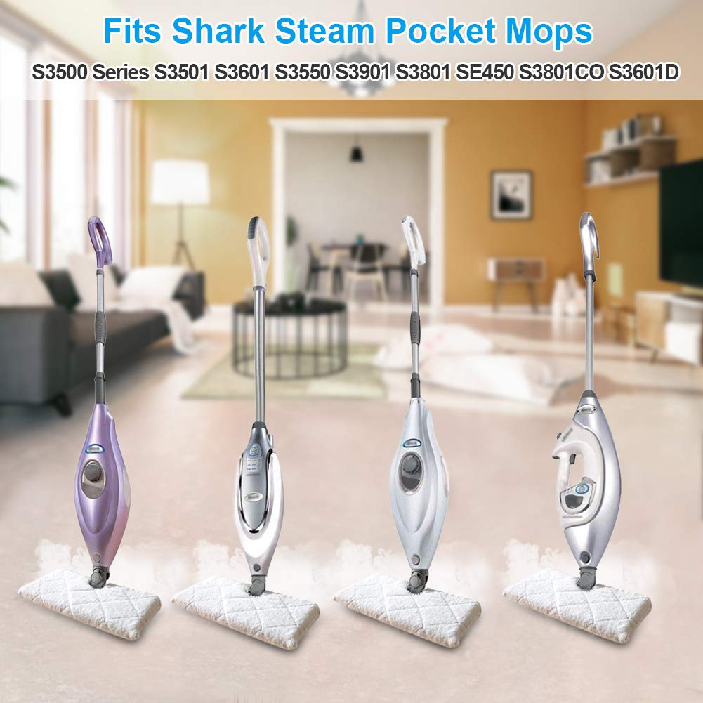 Fushing 10Pcs Steam Mop Pads, Washable Microfiber Cleaning Steamer Replacement Pads for Shark Steam Pocket Mop Hard Floor Cleaner S3500 Series S3501 S3550 S3601 S3601D S3801 S3801CO S3901 SE450 S2901