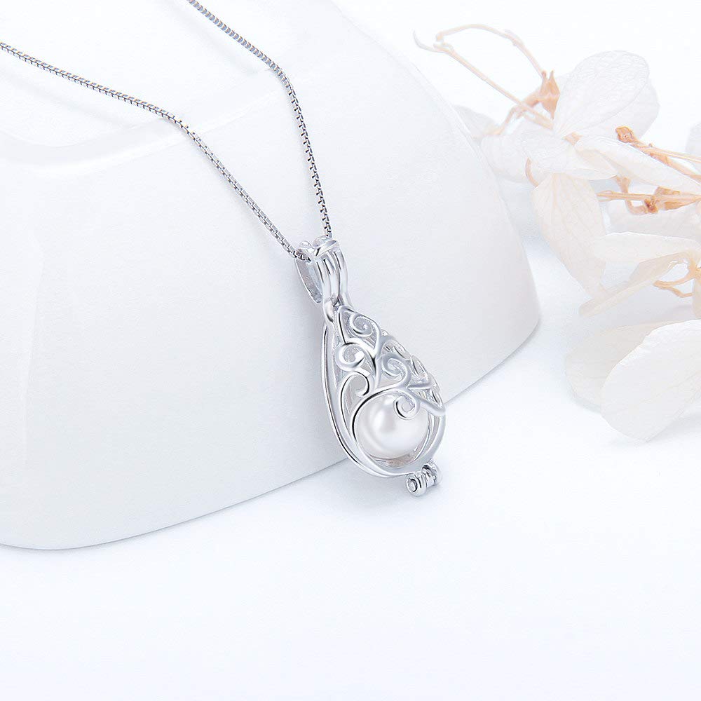LGSY 925 Sterling Silver Waterdrop Cage Pendants Crafting Charm for DIY Necklace Bracelet Jewelry Making