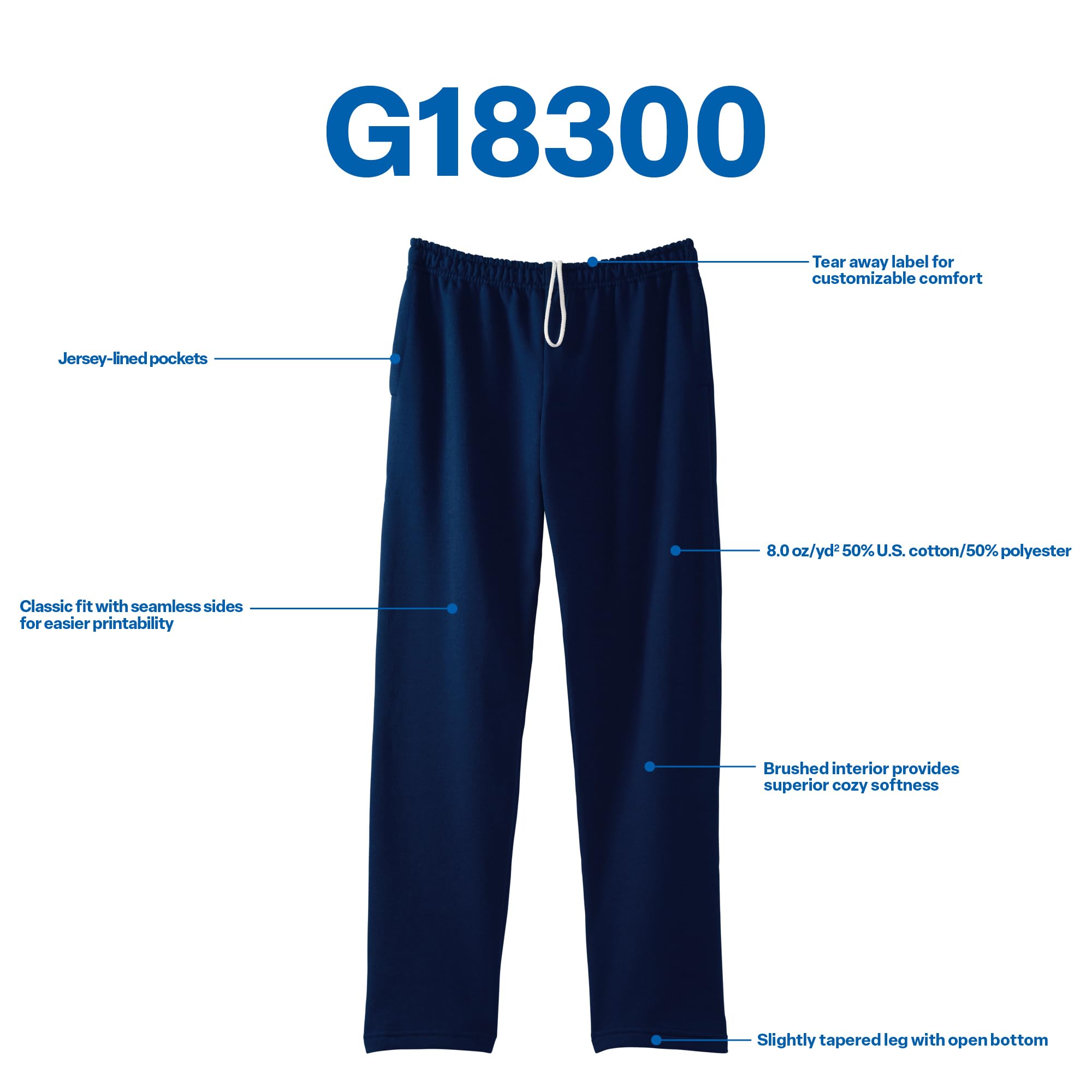 Gildan Adult Fleece Open Bottom Sweatpants with Pockets, Style G18300, Sport Grey, Large