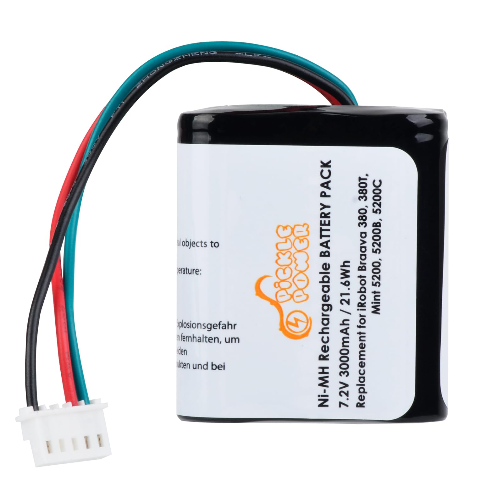 Pickle Power 3000mAh 7.2V NiMH Battery Replacement for iRobot 380 380T 390 390T Mint 5200 5200B 5200C Vacuum Cleaner