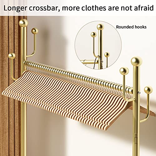 FAXIOAWA Metal Coat Rack Stand With Basket Garment Rail With 360° Wheel 4 Side Hooks Clothes Rack For Hall, Entryway, Bathroom And Living Room (Color : Pink, Size : 100cm)