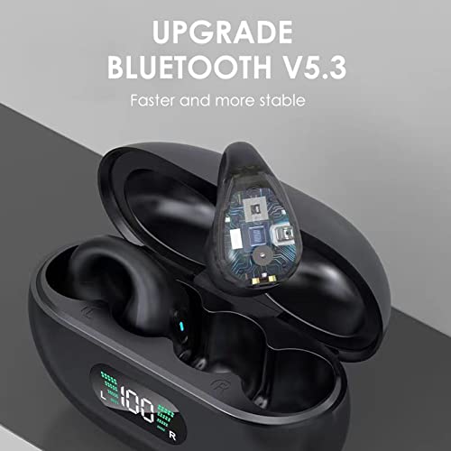 Open Ear Clip Headphones Earclip Wireless Bluetooth Air Bone Conduction Earbuds Air Conducting Earphones Gym Sport Running Workout Ear Buds Comfortable Lightweight for Small Ear Canals Nude