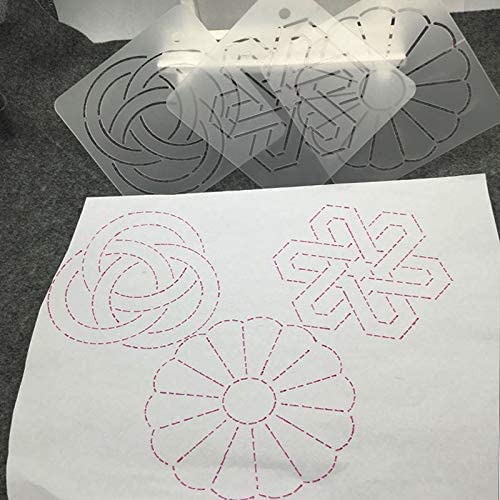 Bequilter 9pcs/Set Quilting Creations Quilting Stencil Sewing Stencils Kit Embroidered Template Handmade DIY Sewing Tool Set