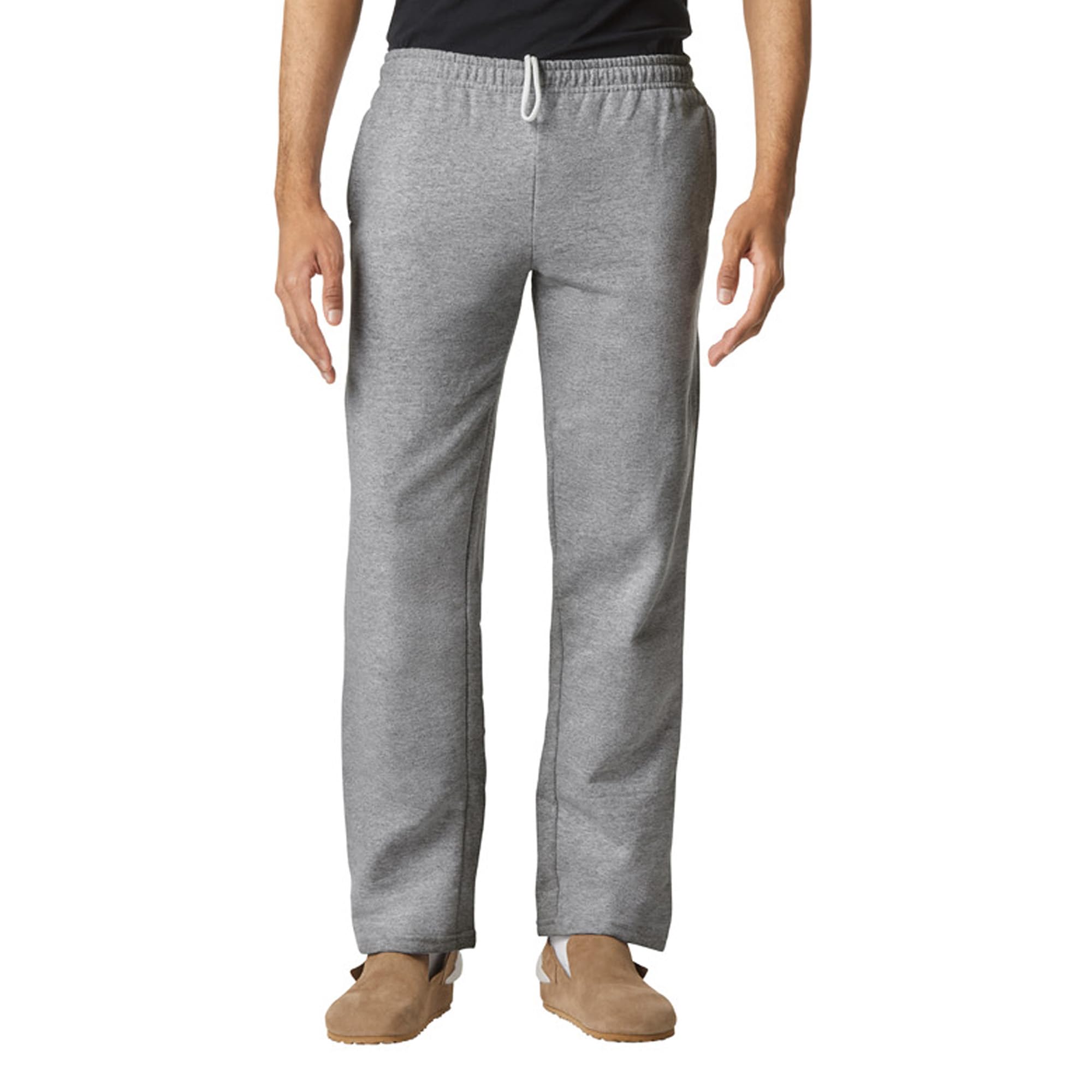 Gildan Adult Fleece Open Bottom Sweatpants with Pockets, Style G18300, Sport Grey, Large
