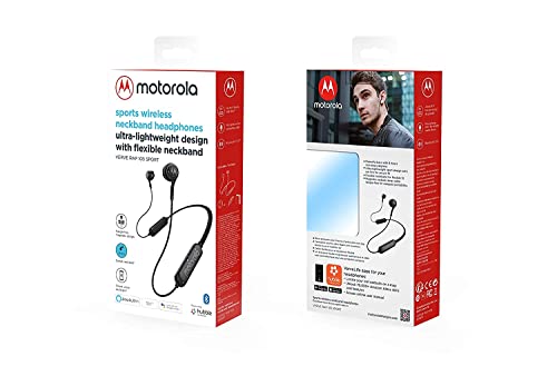 Motorola Ververap 105 Bluetooth Wireless Earbud in-Ear Neckband Headphone with Mic (Black)