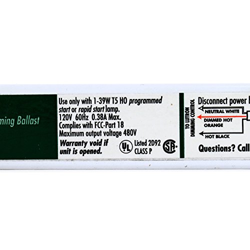 Lutron ECO-T5H39-120-1 ECO-10 T5HO Fluorescent Dimming Ballast, 1 LAMP, 39W