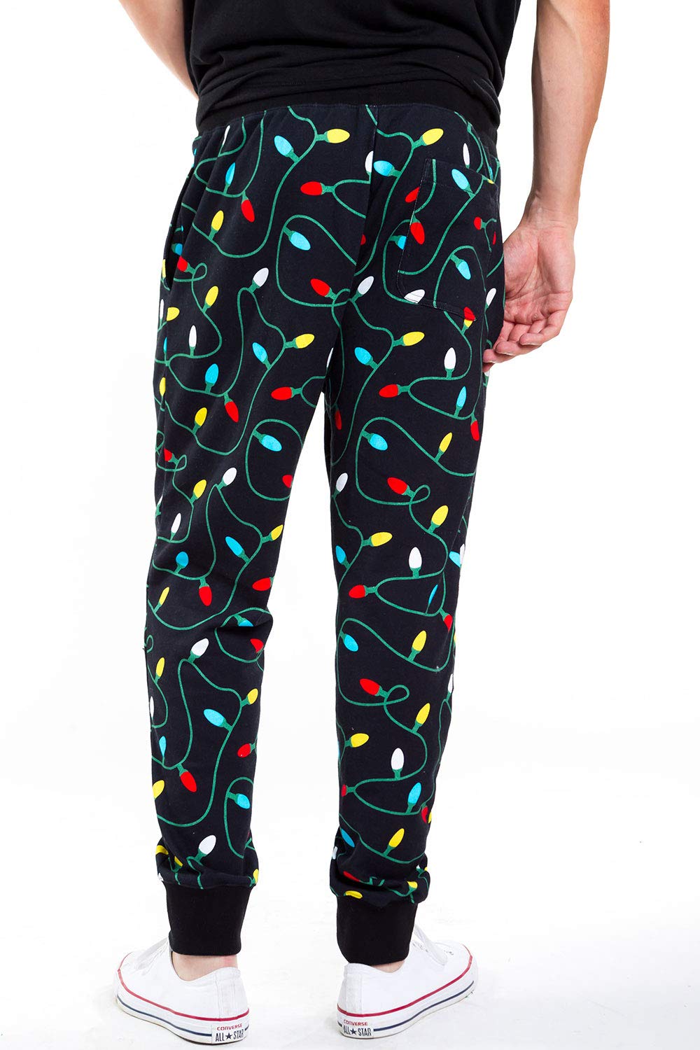 Tipsy Elves Men's String of Lights Joggers - Funny Comfy Sweat Pants for Guys: XL
