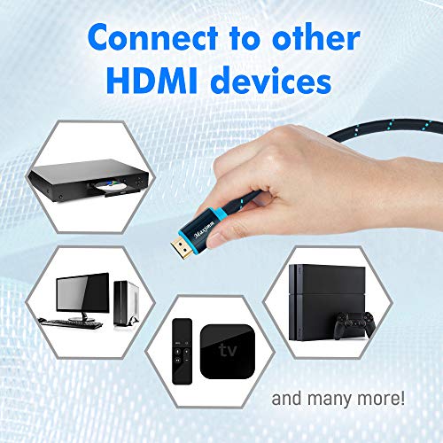 HDMI Cable 4K Ultra HD 4 Foot (3 Pack) Nylon Braided HDMI 2.0 Cable, High Speed 18Gbps 4K@60Hz HDR, 3D, 2160p, 1080p, HDCP 2.2, ARC, HDMI Cables for Monitors, HDTV