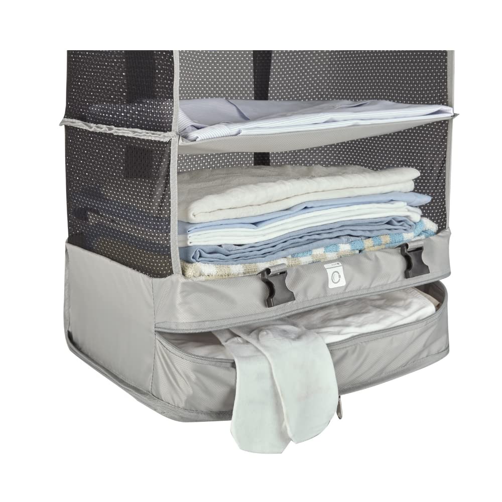 S3 THE BRAND Hanging Luggage Organizers for Suitcase - Collapsible Packing Cubes with Shelves Made for Easy Traveling, Great Organization System, Carry-on Luggage Closet - Large