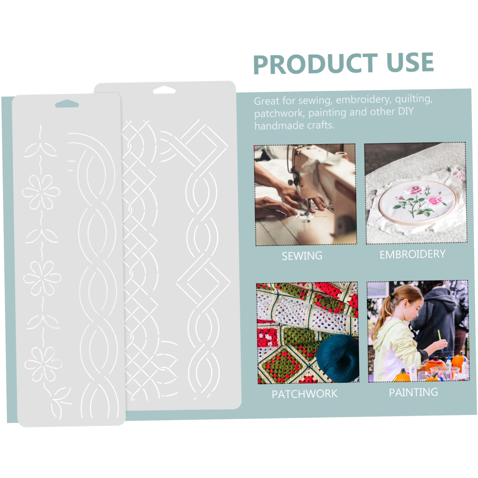 EXCEART 2Pcs Quilting Stitching Template Floral Stencil Flower Stencils Circle Template Motion Quilting Patterns Sewing Supplies Hand Quilting Plastic Clothing Crafting templates Wave