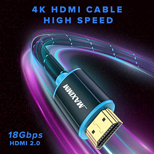 HDMI Cable 4K Ultra HD 4 Foot (3 Pack) Nylon Braided HDMI 2.0 Cable, High Speed 18Gbps 4K@60Hz HDR, 3D, 2160p, 1080p, HDCP 2.2, ARC, HDMI Cables for Monitors, HDTV