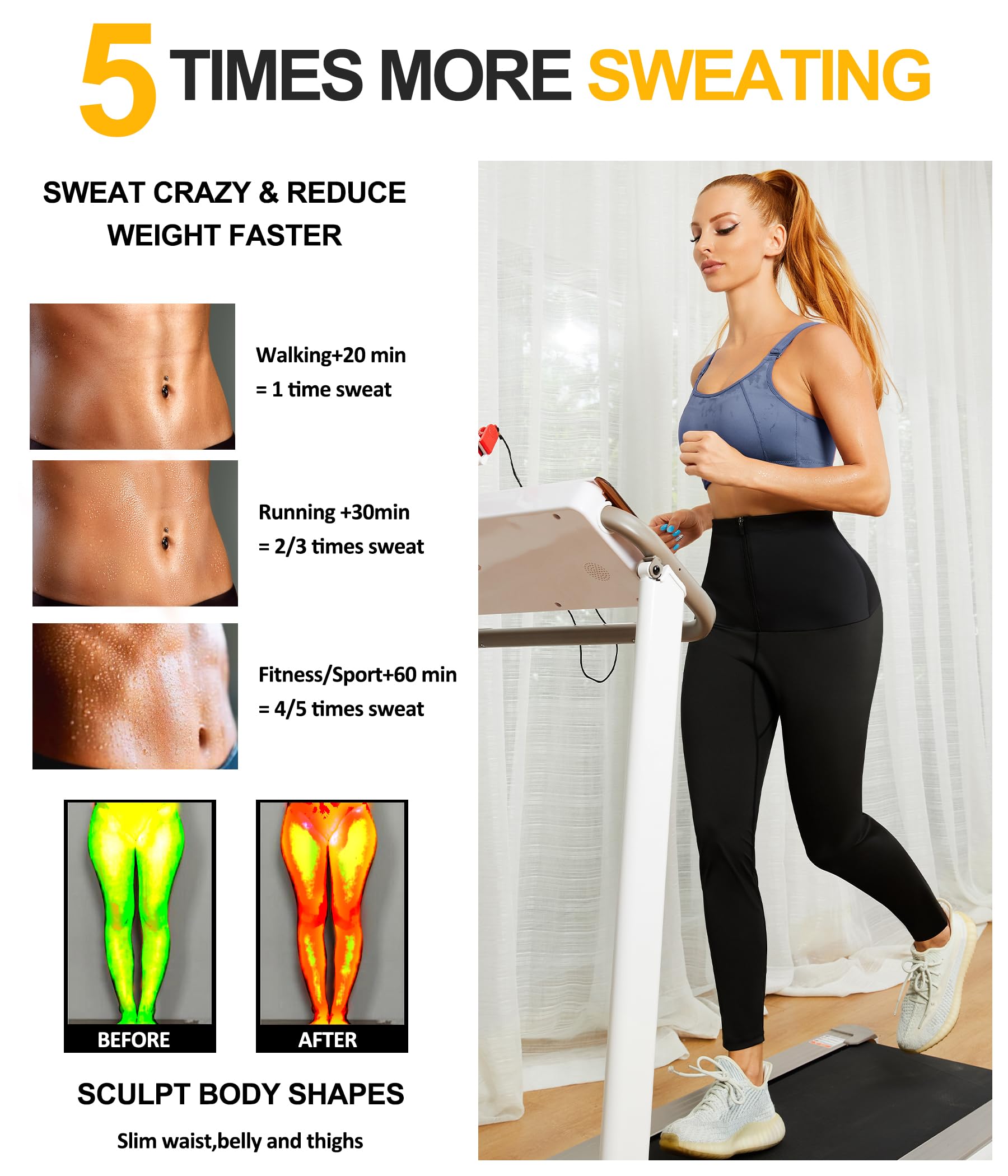 SCARBORO Sauna Sweat Pants for Women High Waist Compression Slimming Weights Thermo Legging Workout Body Shaper Sauna Suit