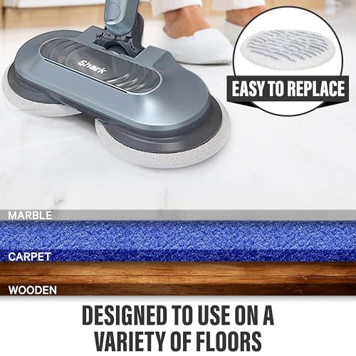 GearHill Shark Steam Mop Replacement Pads, 6 Pack Gray Microfiber Pads for Shark S7001, S7000, S7201, S7001tgt, S7000amz and S7201 Series, Suitable for Hard Floors