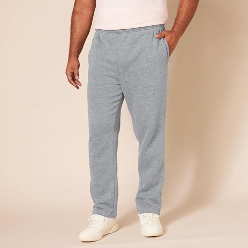 Amazon Essentials Men's Fleece Open Bottom Sweatpant (Available in Big & Tall), Light Grey Heather, Medium