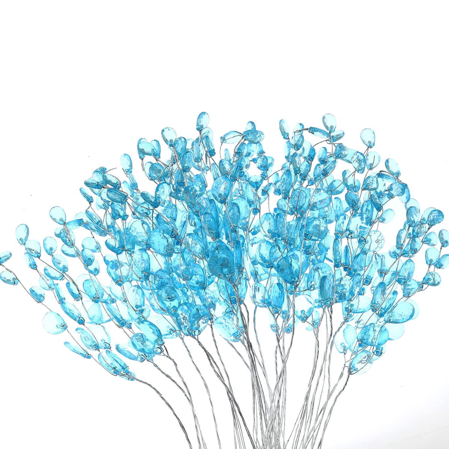 SQXBK 25PCS Artificial Flower Bouquet Artificial Flower Stem with Crystal Acrylic Beads Water Drop Diamante Flower Branches, Blue
