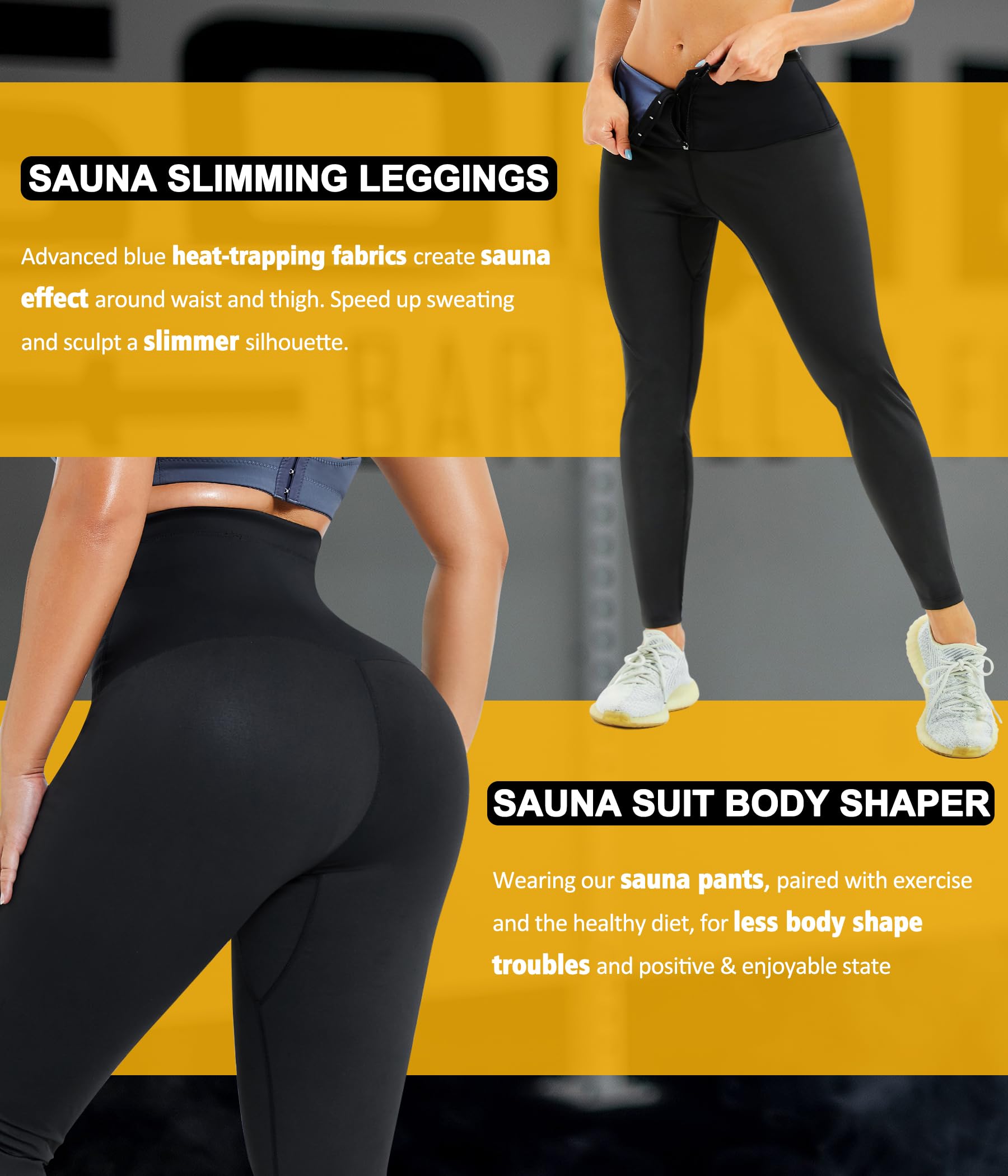 SCARBORO Sauna Sweat Pants for Women High Waist Compression Slimming Weights Thermo Legging Workout Body Shaper Sauna Suit