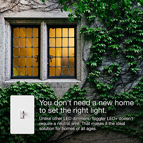 Lutron Toggler LED+ Dimmer Switch | 150-Watt, Single-Pole/3-Way | TGCL-153PH-WH | White