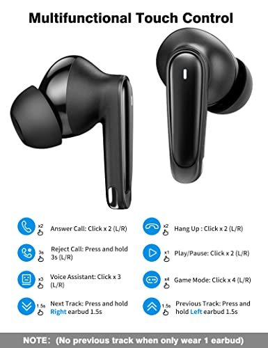 TITACUTE Wireless Earbuds NFC Noise Canceling Bluetooth Headphone for iPhone 13 14 Pro Max 12 11 XR Samsung A53 S22 S21 S20 Galaxy Z Flip 4 3 A13 Google Pixel 6 5 Android in-Ear Earphone USB C Headset