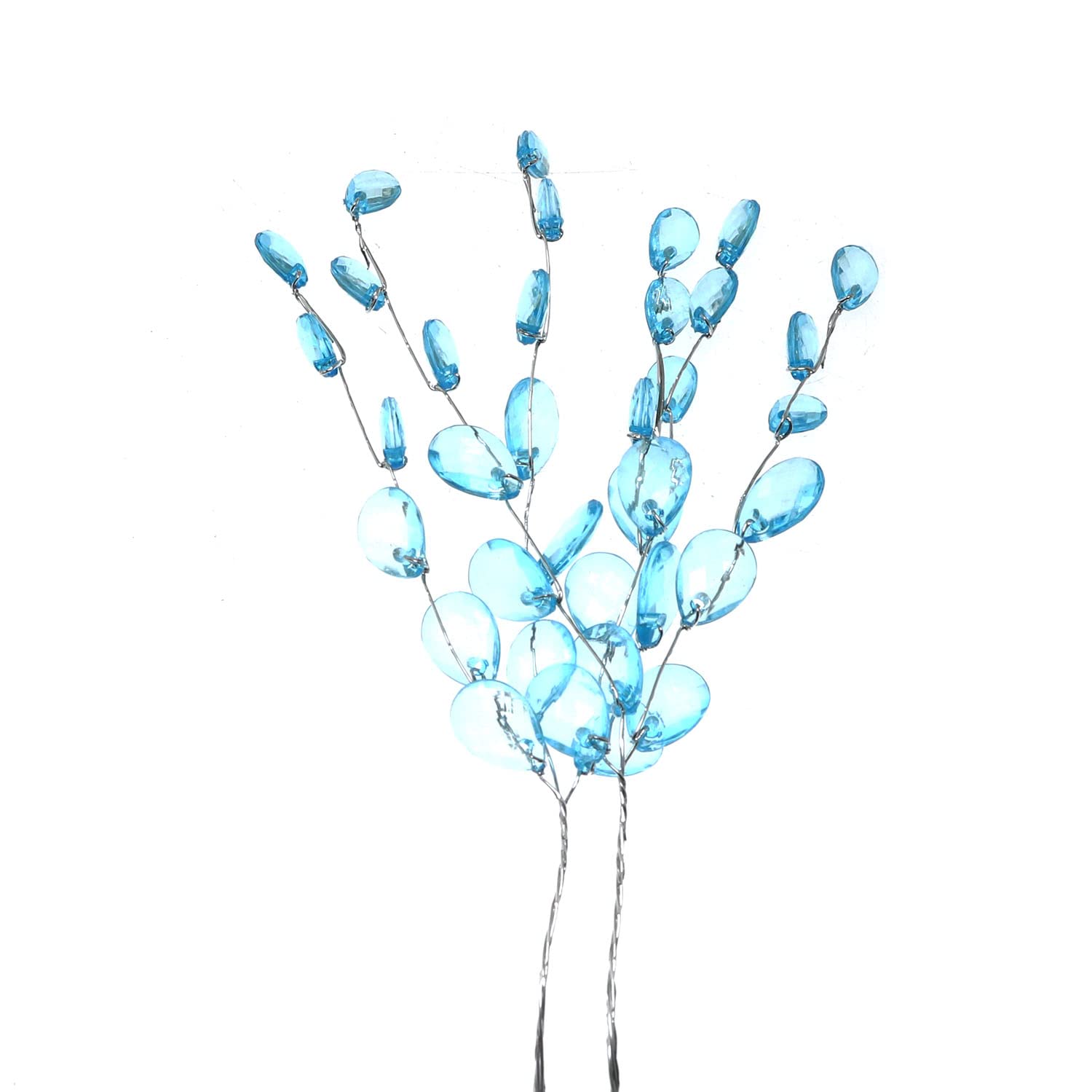 SQXBK 25PCS Artificial Flower Bouquet Artificial Flower Stem with Crystal Acrylic Beads Water Drop Diamante Flower Branches, Blue