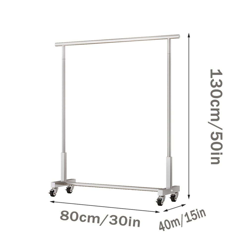 NYASAA Single Mobile Clothes Hanging Rail, Portable Freestanding Garment Rack for Bedroom, Laundry Room