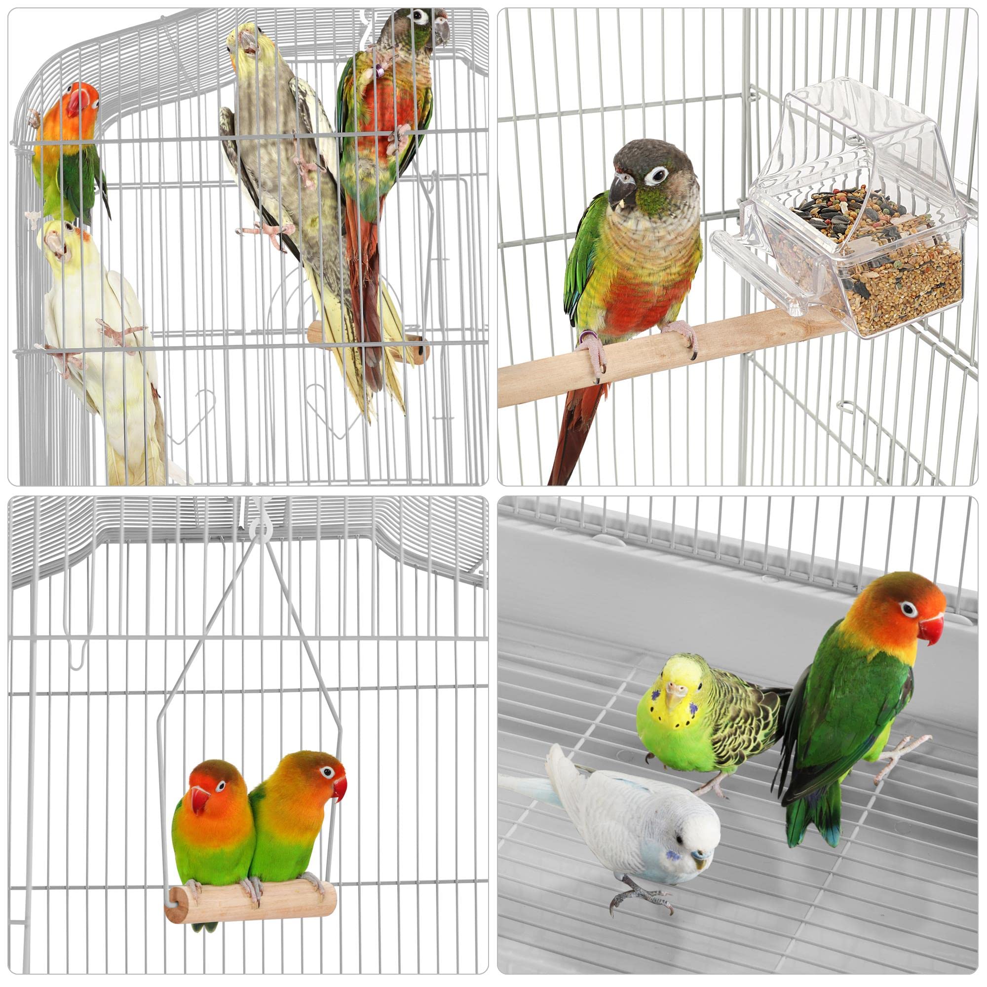 Yaheetech 64inch Height Open Top Bird Cage Metal Parrot Cage w/Detachable Rolling Stand for Medium Small Parrot Parakeet Birds