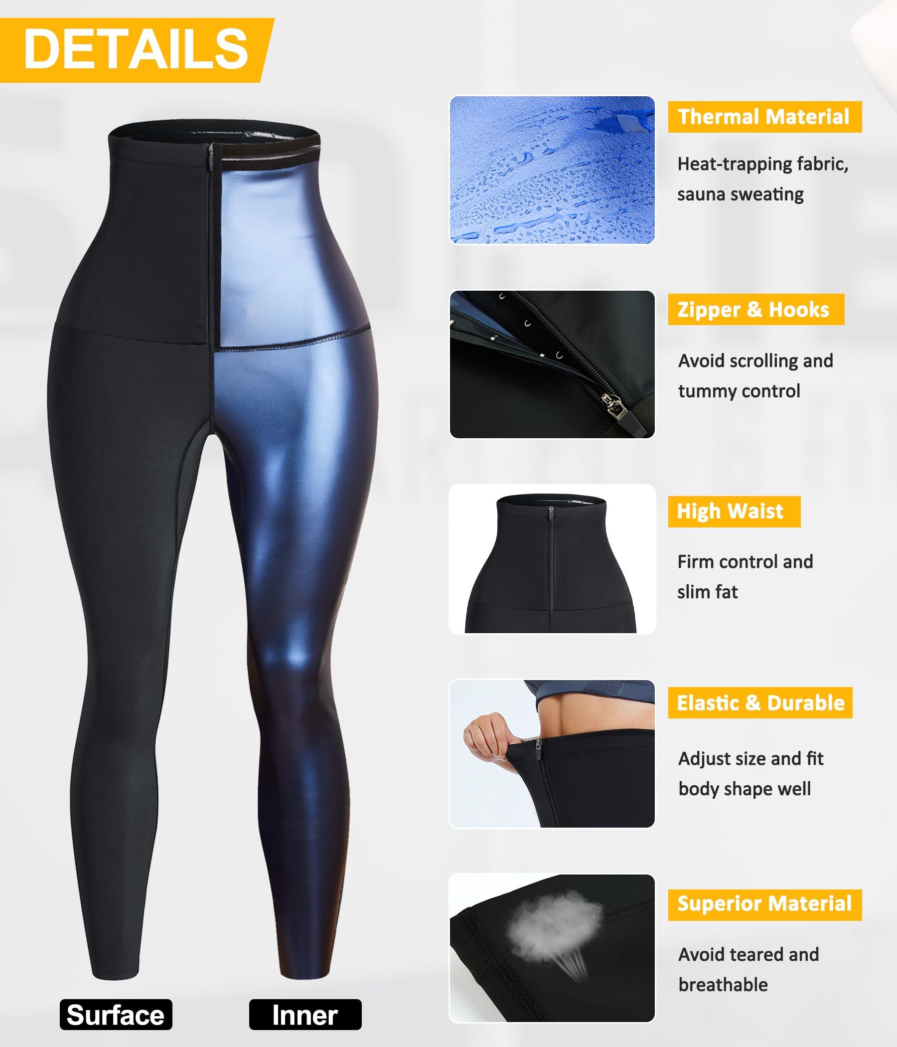 SCARBORO Sauna Sweat Pants for Women High Waist Compression Slimming Weights Thermo Legging Workout Body Shaper Sauna Suit