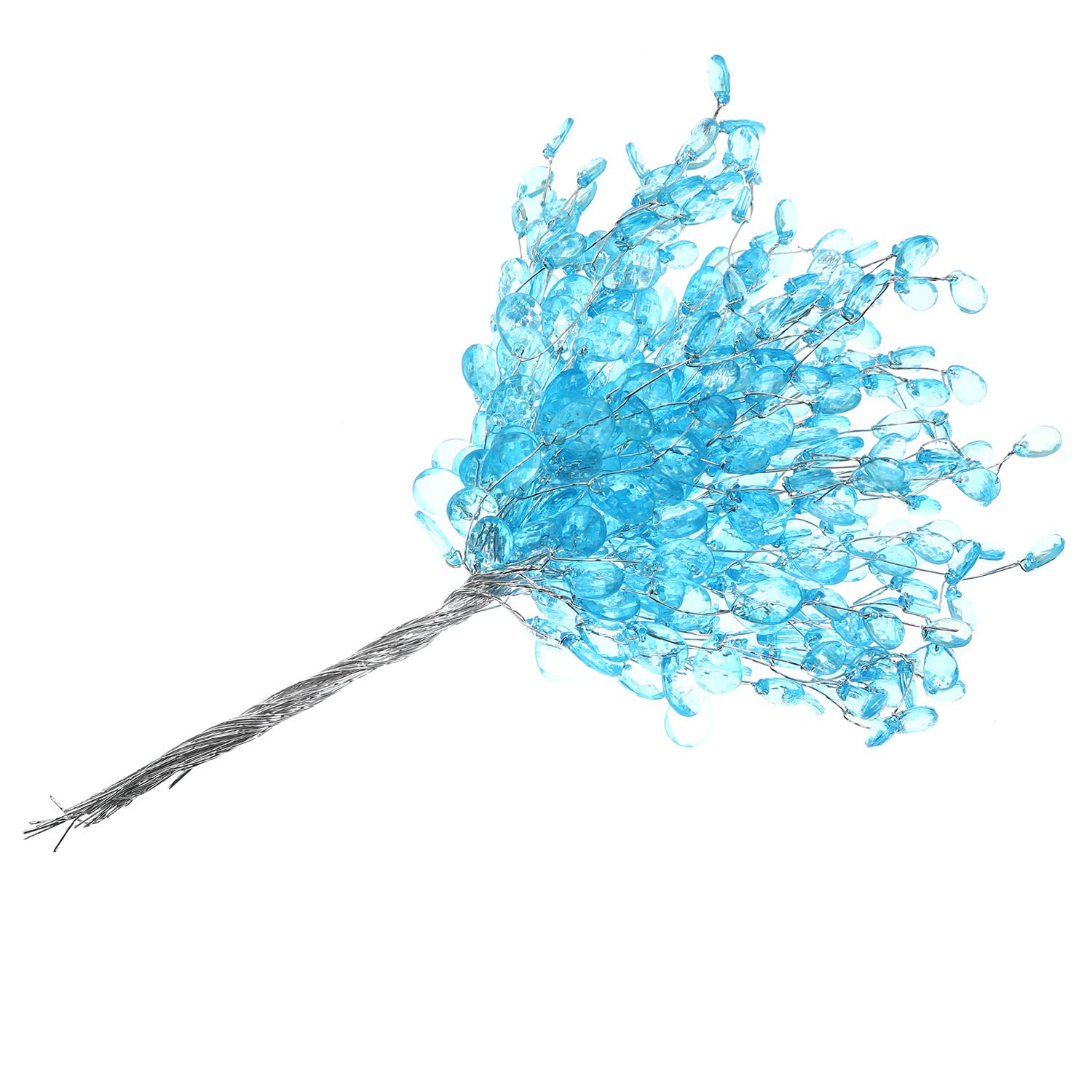 SQXBK 25PCS Artificial Flower Bouquet Artificial Flower Stem with Crystal Acrylic Beads Water Drop Diamante Flower Branches, Blue