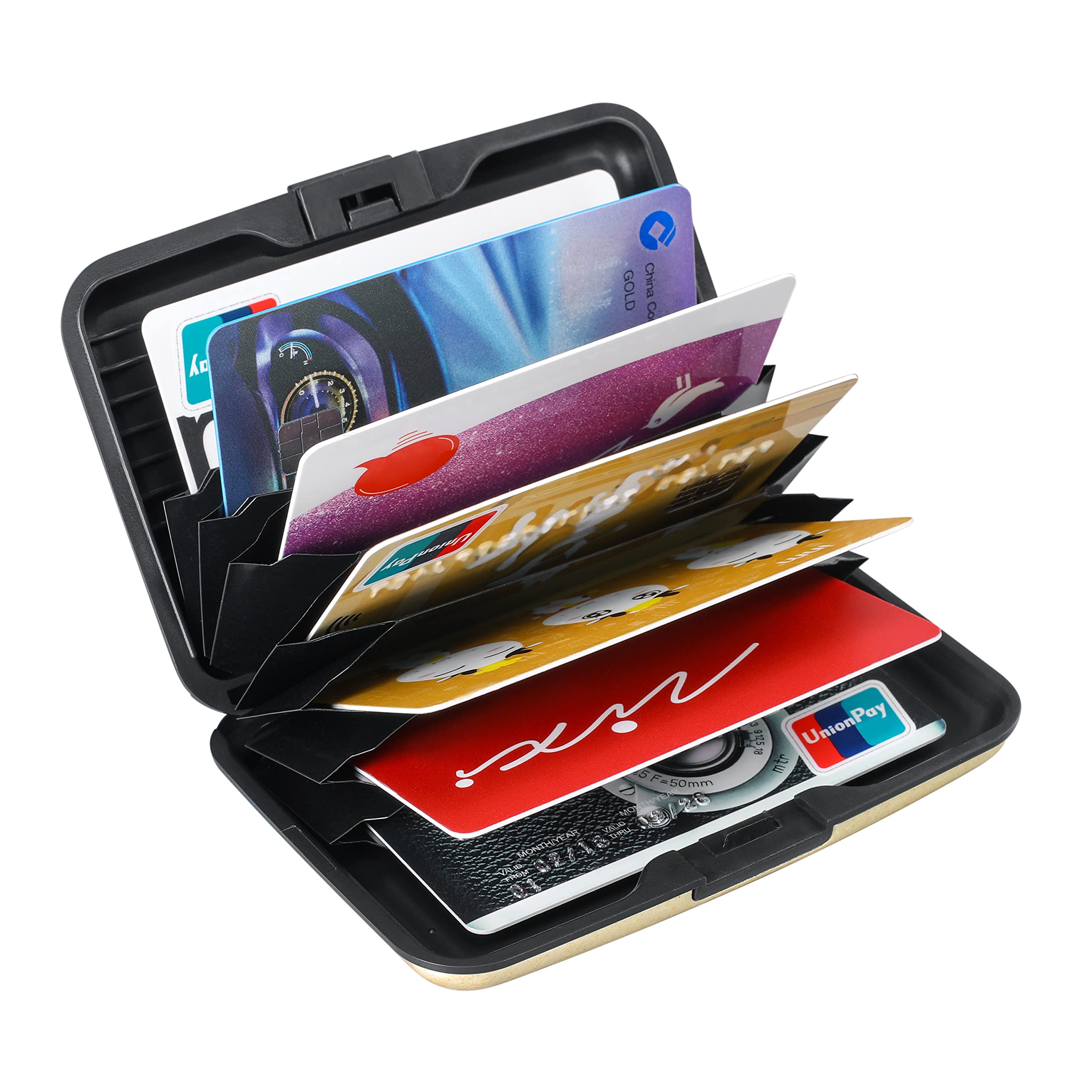 ELFISH Mini RFID Aluminum Wallet Credit Cards Holder Business Card Case Metal ID Case for Men Women(Beach