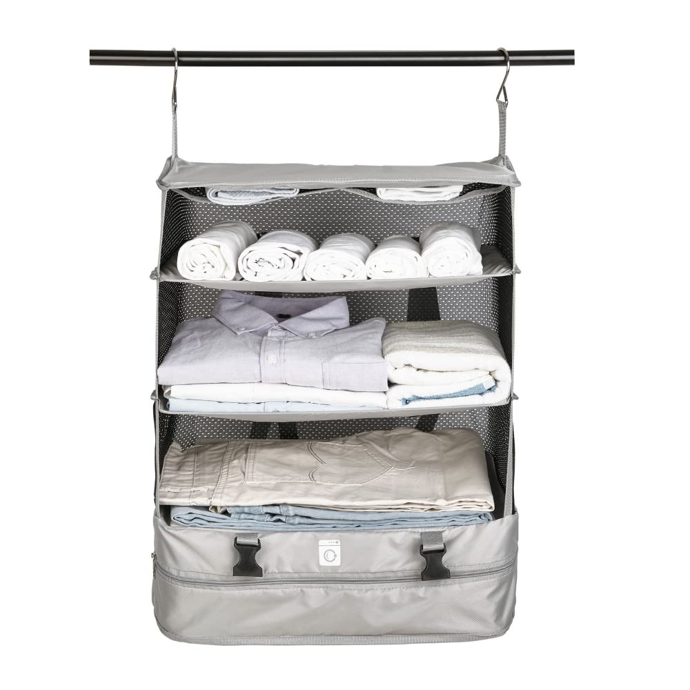 S3 THE BRAND Hanging Luggage Organizers for Suitcase - Collapsible Packing Cubes with Shelves Made for Easy Traveling, Great Organization System, Carry-on Luggage Closet - Large