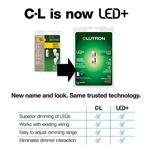 Lutron Toggler LED+ Dimmer Switch | 150-Watt, Single-Pole/3-Way | TGCL-153PH-WH | White