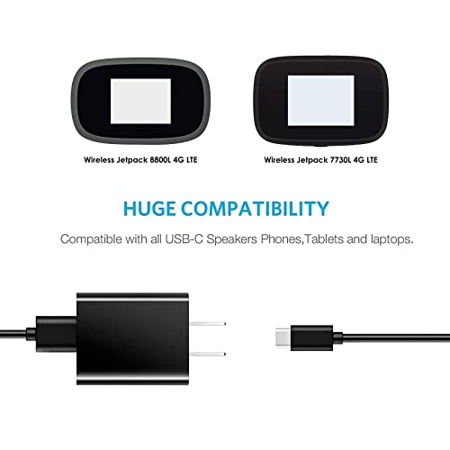 USB-C Fast Wall Charger Charging Cable Cord Fit for Verizon Orbic Speed Mobile Hotspot 400L MiFi 7730L 8800L Jetpack Hotspot, INSEEGO 5G MiFi M1000 M2000 M2100, Nighthawk M1 MR1100, GL.iNet GL-MT1300