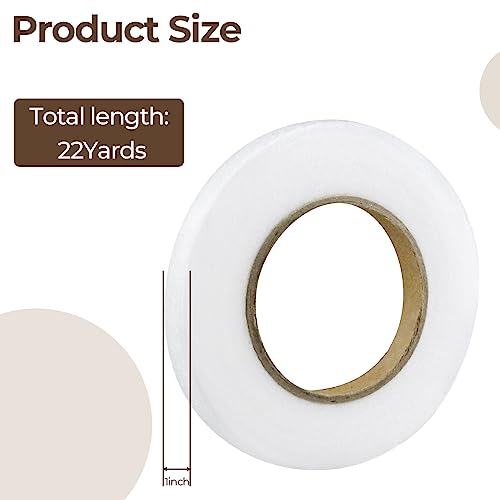 PLANTIONAL 2 Rolls Iron On Hem Tape: 2/5 Inch x 22 Yards Light Weight and Medium Weight Adhesive Web No Sewing Required Perfect for Bonding and Crafting Projects, White