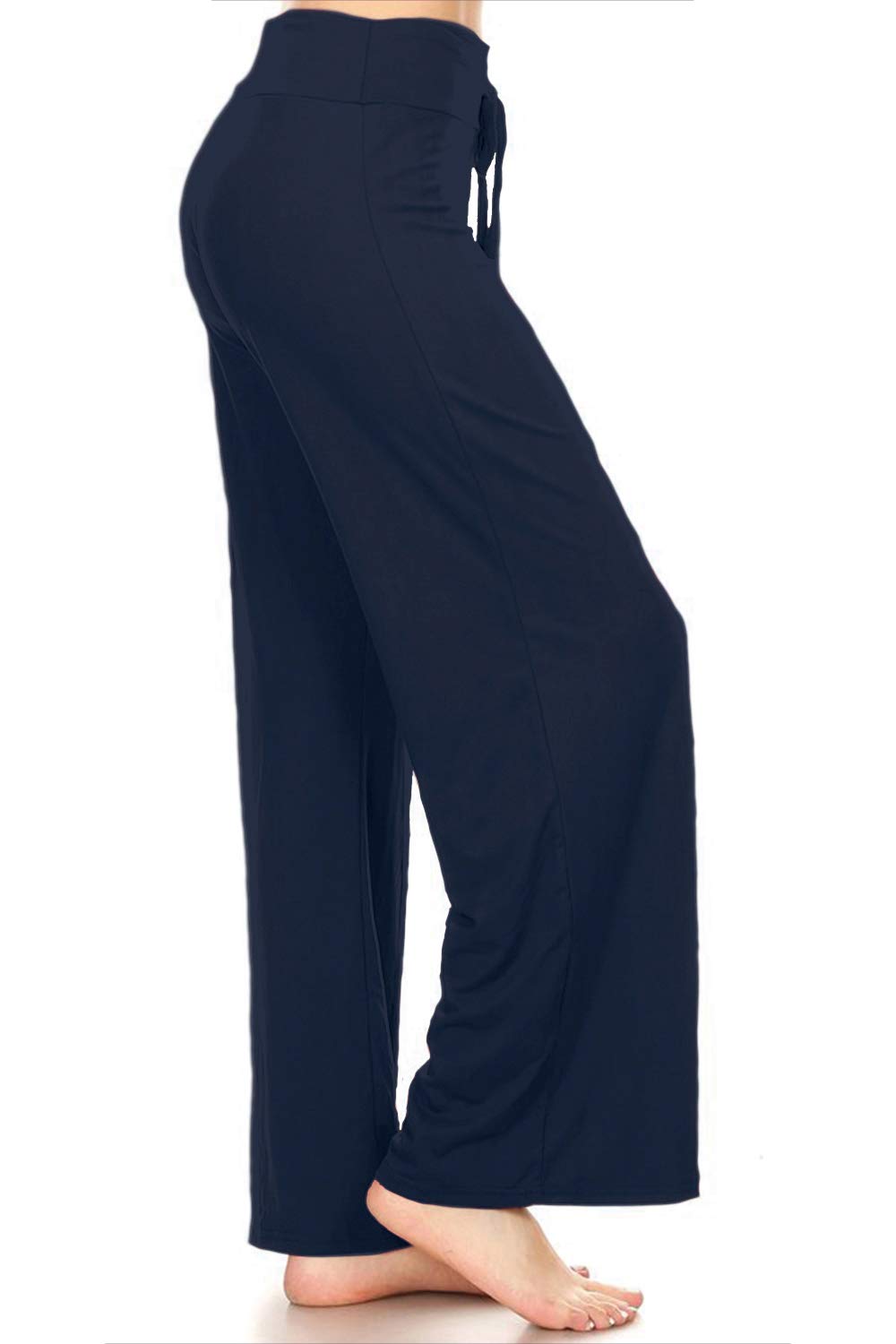 Leggings Depot Womens Casual Comfy Long Pajama Lounge Apparel Pants, Navy, Medium
