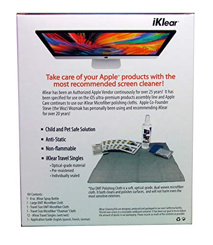 The Original Premium iKlear Screen Cleaner Kit For Iphone, Ipad, Imac, Gaming Monitor, Large Screen TV’s, Included With DMT Cloth MADE IN THE USA