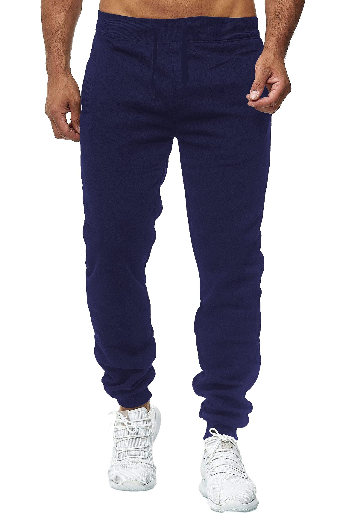 TUVEKE 3 Pcs Men’s Joggers Track Pants Essentials Fleece Athletic Pants for Men Workout Running Gym Sweatpants Blue&Grey&Black XL