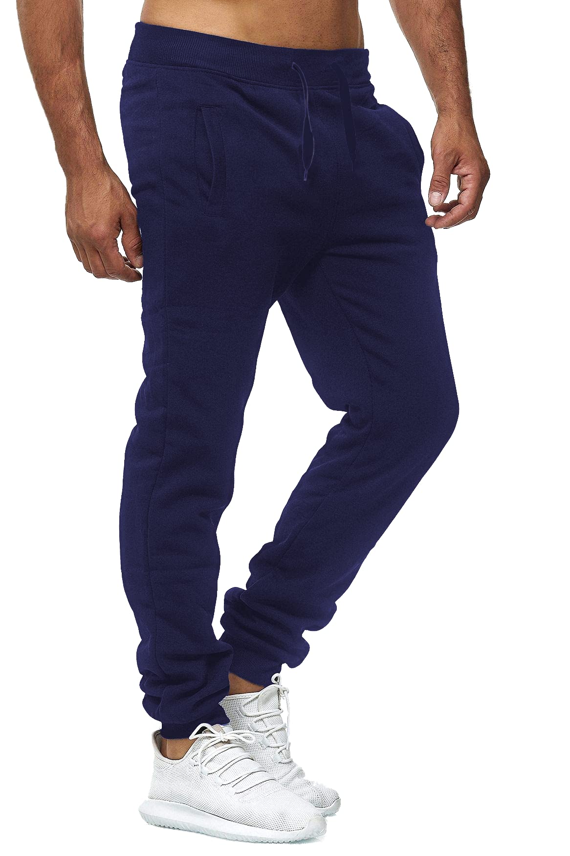 TUVEKE 3 Pcs Men’s Joggers Track Pants Essentials Fleece Athletic Pants for Men Workout Running Gym Sweatpants Blue&Grey&Black XL