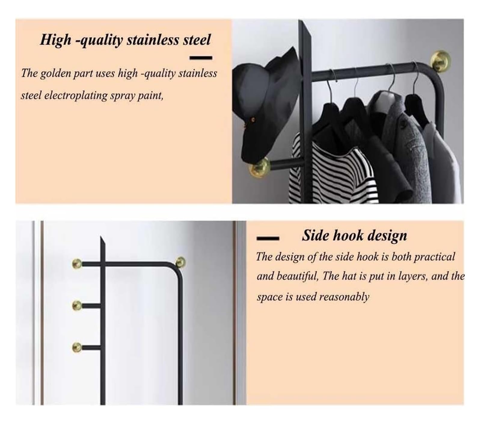 Clothes Rail Garment Rack Modern Coat Rack, Garment Rack With Marble Base, Heavy-duty Freestanding Clothing Racks Can Hang Clothes, Hat, Scarf, Organize Shoes ( Color : Black-A , Size : 55x30x170cm )