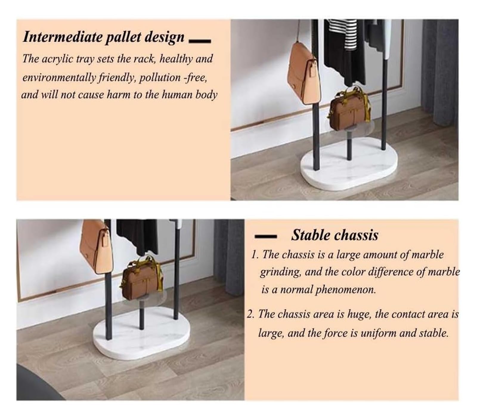 Clothes Rail Garment Rack Modern Coat Rack, Garment Rack With Marble Base, Heavy-duty Freestanding Clothing Racks Can Hang Clothes, Hat, Scarf, Organize Shoes ( Color : Black-A , Size : 55x30x170cm )