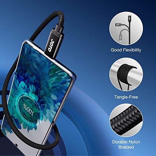 JOTO Type C Cable Extra Long 10ft, USB-C 3.1 Type-C to USB 3.0 Type A Charging Data Cable Heavy Duty Nylon Braided for iPad Pro 12.9/11 Galaxy Ultra S20+ S10 S9 Note 10 9 Tab S4 Nintendo Switch -Black