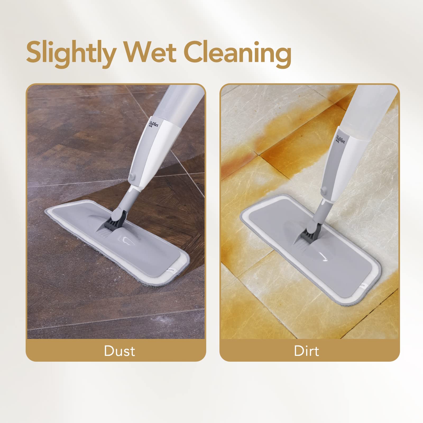 DrDirt Spray Mops for Floor Cleaning, Wet & Dry Mops Mop with Washable Mop Pad, Excessive Pad and 5 Piece Disposable Microfiber Mop Pads for Home Kitchen Bathroom Wood Floor Tile