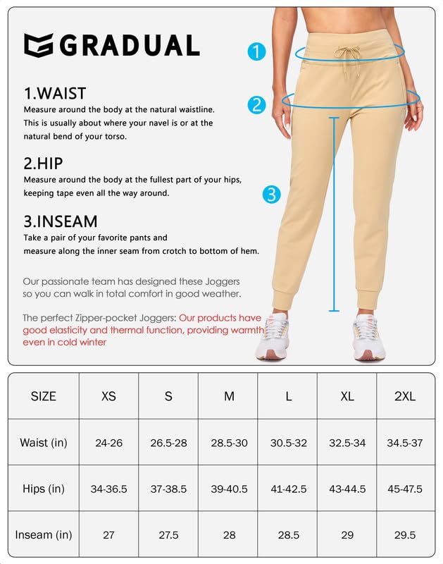G Gradual Women's Fleece Lined Joggers High Waisted Water Resistant Thermal Winter Sweatpants Running Hiking Pockets(Olive, L)