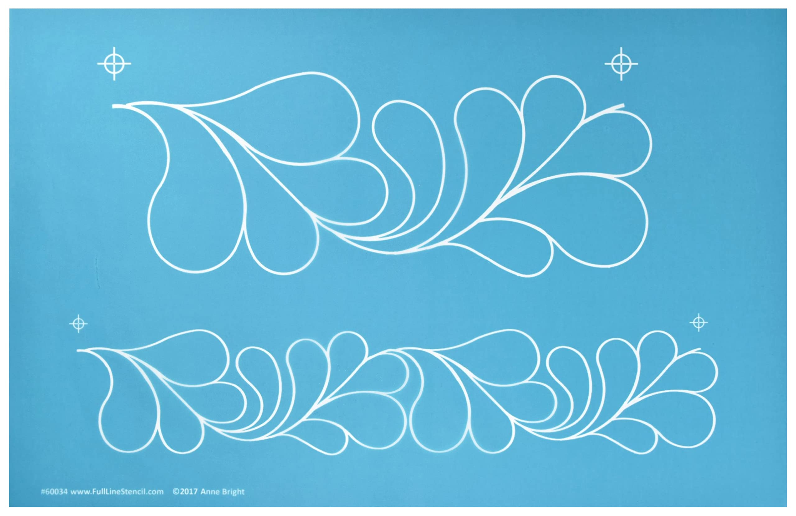 Full Line Stencil- Feather Border Stencil - Continuous Line Template for Free Motion Quilting, Domestic Machine Quilting, Hand Quilting, Long-Arm Quilting (60034)
