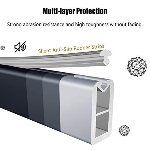 ZJKXJH Gray Closet Rod, Oval Wall Mounted Clothes Hanging Bar, Premium Aluminum No Rust Garment Rail Pole with Socket Set for Wardrobes, Cabinet, Laundry Room (Size : 150cm/59in)