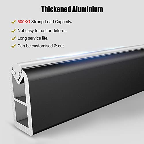 ZJKXJH Gray Closet Rod, Oval Wall Mounted Clothes Hanging Bar, Premium Aluminum No Rust Garment Rail Pole with Socket Set for Wardrobes, Cabinet, Laundry Room (Size : 150cm/59in)