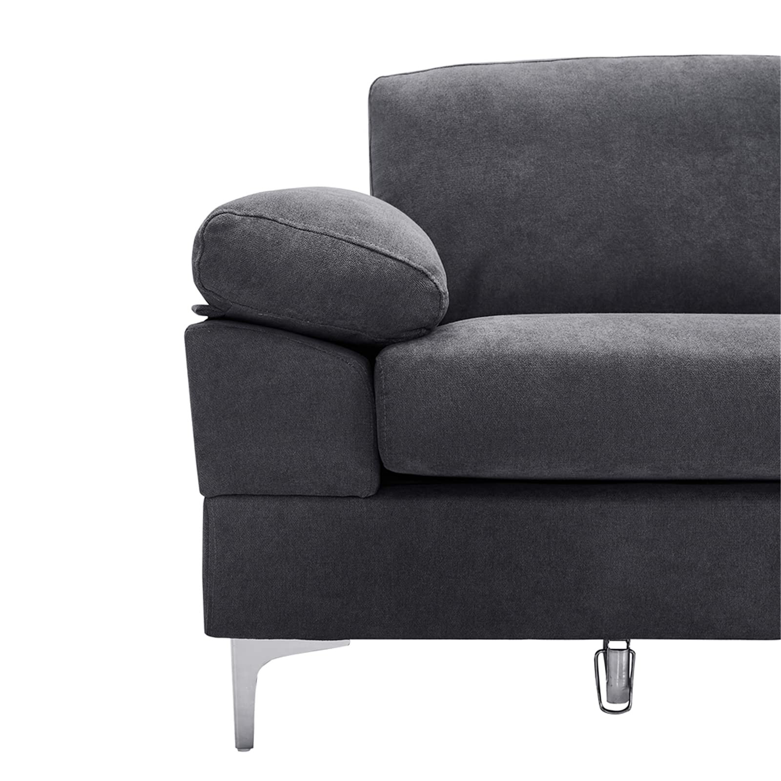 Knowlife Modern Corner Sectional Futon Sofa with Removable Cushions and Ottomans Convertible Sofa Couch for Living Room, 128”L (Dark Grey)