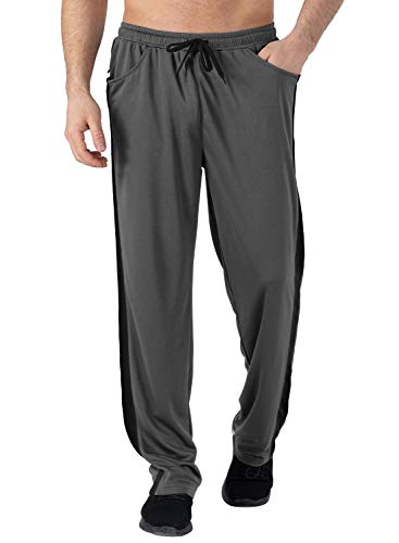 Gopune Men's Sweatpants with Zipper Pockets Open Bottom Workout Pants, for Athletic, Jogging, Training, Casual (Grey,M)