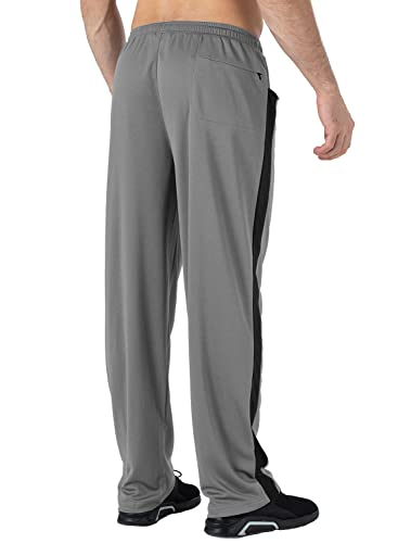 Gopune Men's Sweatpants with Zipper Pockets Open Bottom Workout Pants, for Athletic, Jogging, Training, Casual (Grey,M)