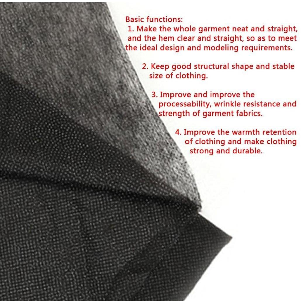 TOSSPER 1pc Non-Woven Interlining Fusible Iron Advanced Interface Fabric Single-Sided Adhesive Black 100cm