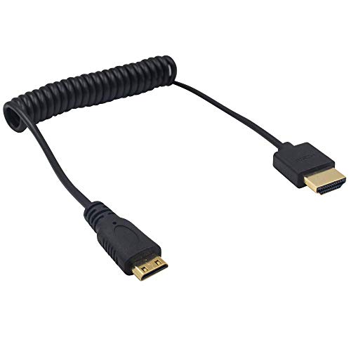 Duttek Mini HDMI to HDMI Cable, HDMI to Mini HDMI Cable, Ultra-Thin HDMI Male to Mini HDMI Male Coiled Cable Support 4K Ultra HD, 1080p, 3D,for Projector, Monitor, Camcorder(HDMI 2.0) (1.2M/4FT)