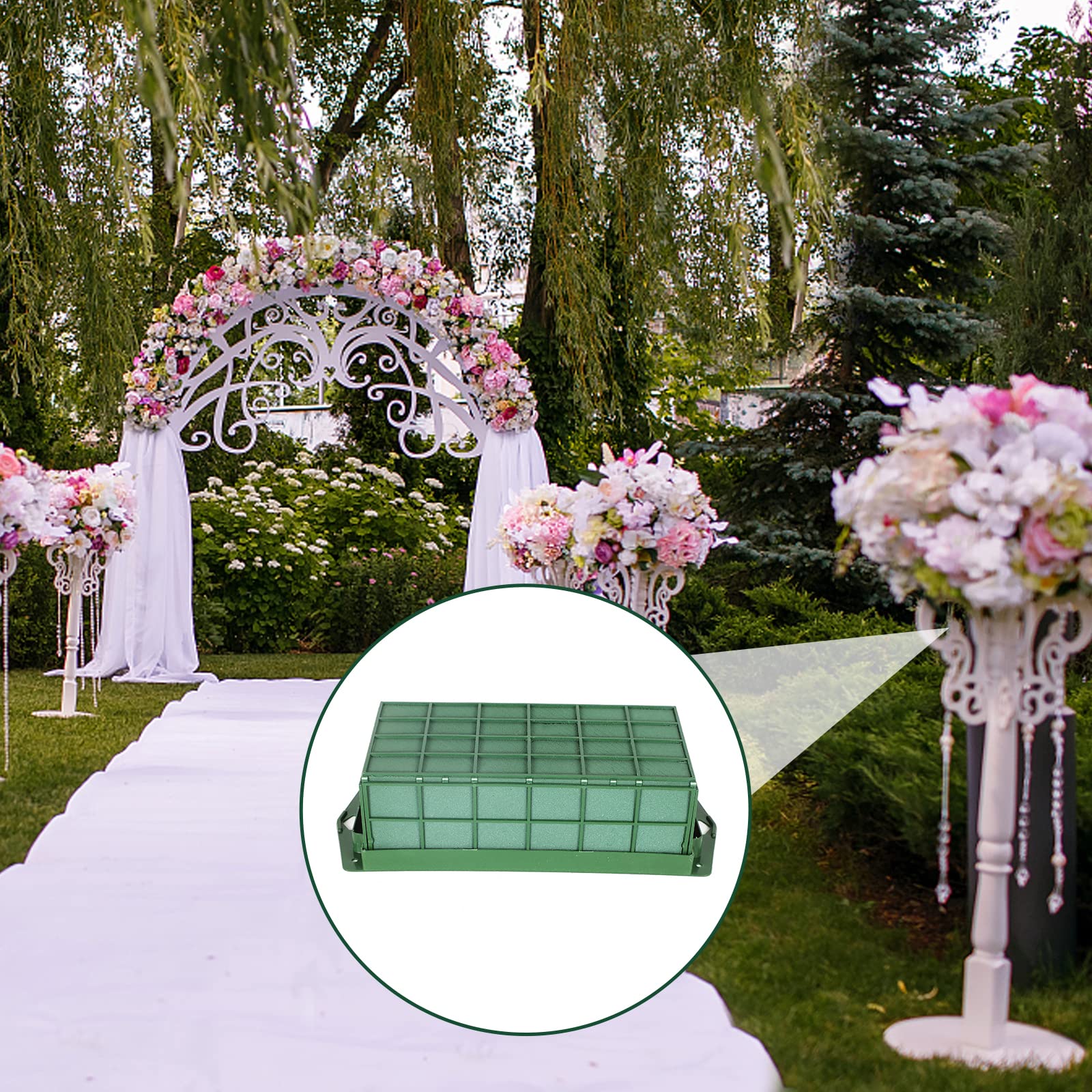 Floral Foam Cage for Fresh and Artificial Flowers, 2 pcs Wet and Dry Floral Foam Blocks for Wedding, Birthdays and Garden Decorations